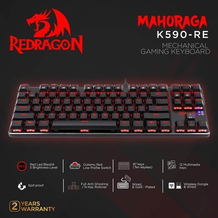Redragon K590 MAHORAGA Wireless Mechanical Gaming Keyboard Low Prof RED | Lazada Indonesia