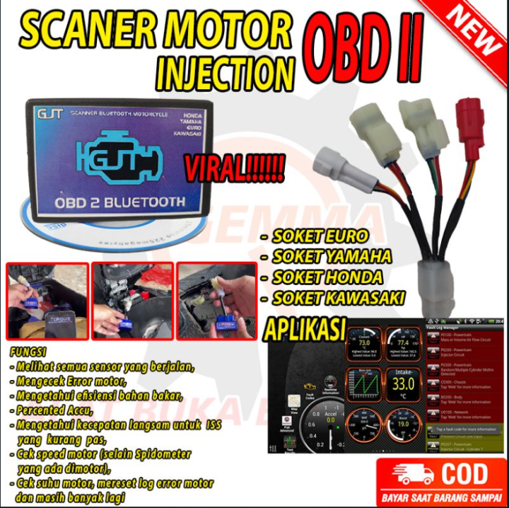 Scanner Motor Injeksi OBD 2 EURO 5 versi laptop dan android | Lazada ...