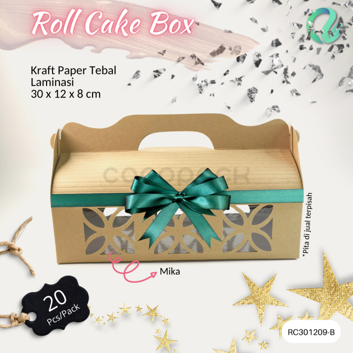 Kraft Paper Box Roll Cake Kotak Kue Packaging Kemasan Kertas 10 PCS ...