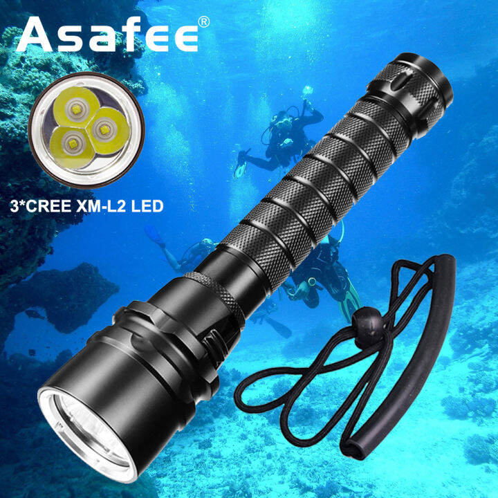 Asafee 30000LM 3*XML-T6 / L2 LED Professional Powerful led Waterproof ...