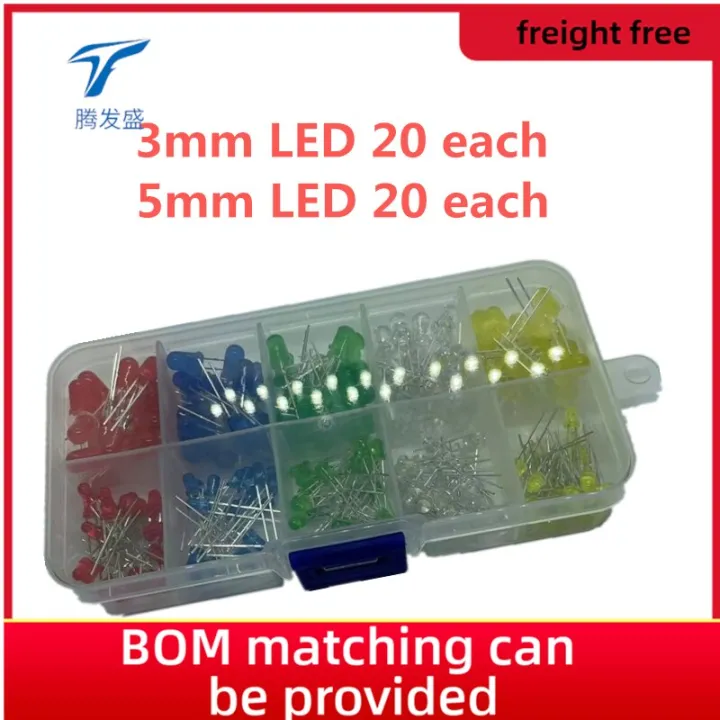 3MM 5MMLED red, yellow, blue, green and white LED lamp bead sample box | Lazada PH