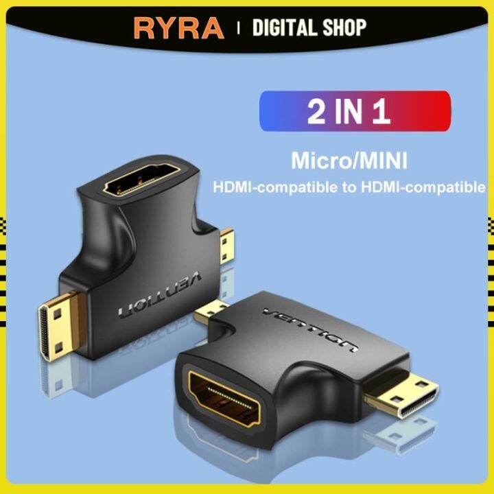 RYRA 2 In 1 HDMI compatible Female To Micro Mini Male Cable Adapters ...