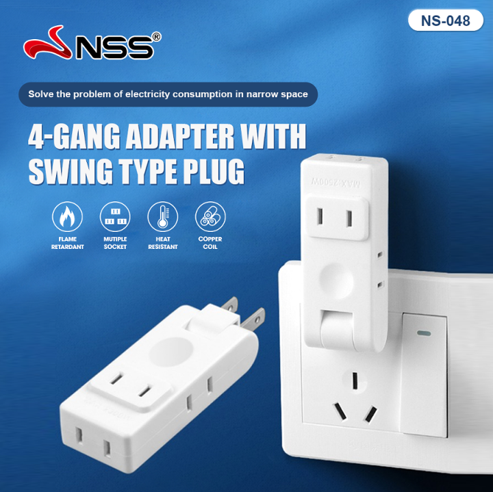 4-Gang Adapter with Swing Type Plug Adapter Outlet Adapter Socket ...