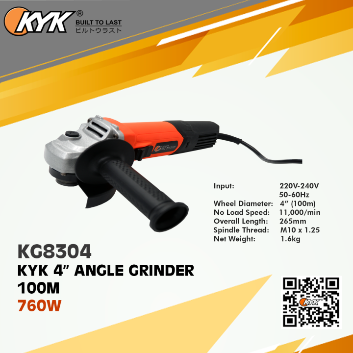 KYK 4" ANGLE GRINDER 760W MADE IN TAIWAN (AUTHENTIC) KG8304 ONGOING ...