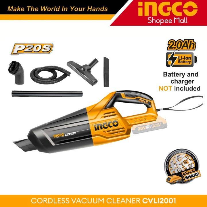 Ingco CVLI2001 20V Lithium-Ion Cordless Handheld Vacuum Cleaner P20S ...