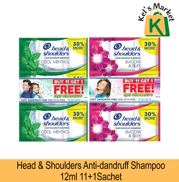 HEAD & SHOULDERS SHAMPOO ANTI-DANDRUFF SMOOTH & SILKY 12ML 11+1 sachet | Lazada PH