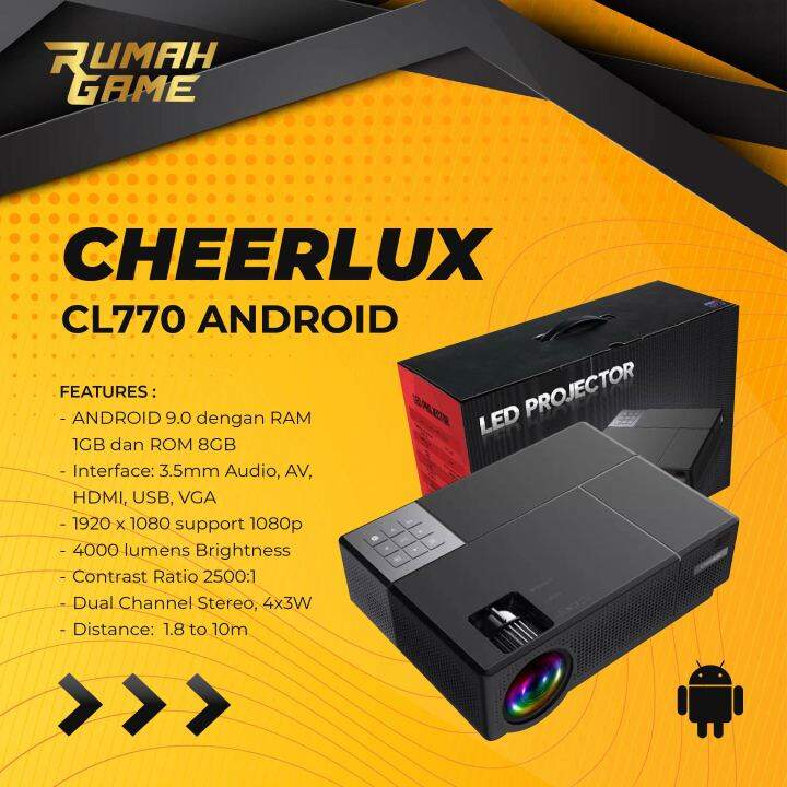 Proyektor Cheerlux CL770 Android 4000 Lumens Projector Full HD 1080P ...