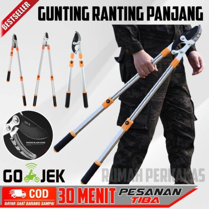 Gunting Pohon Dahan Ranting Batang Stek Bunga Taman Pruning Telescopic Gagang Panjang Tinggi ...