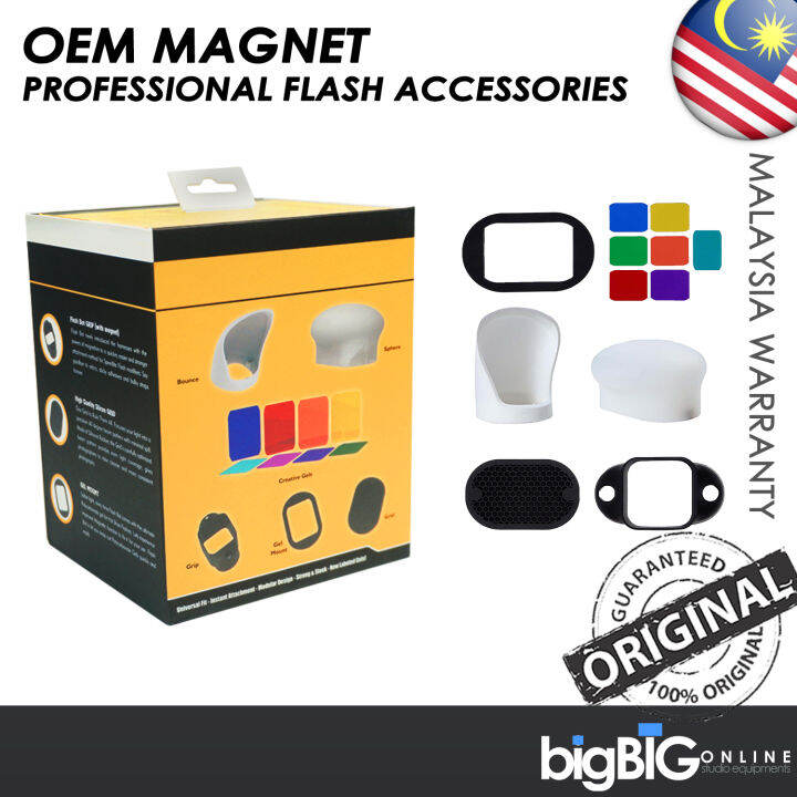 PROFESSIONAL MAGNET FLASH KIT for Speedlight (Bounce, Sphere & Grid ...