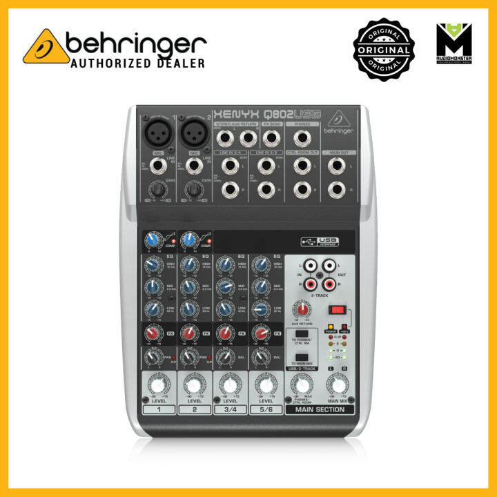 Behringer Xenyx Q802USB Premium 8-Input 2-Bus Mixer with XENYX Mic ...