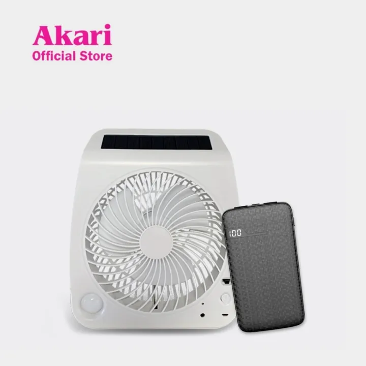 Akari 7 Rechargeable Fan with 1W Solar Panel - ARF-3721G FREE Brandless ...
