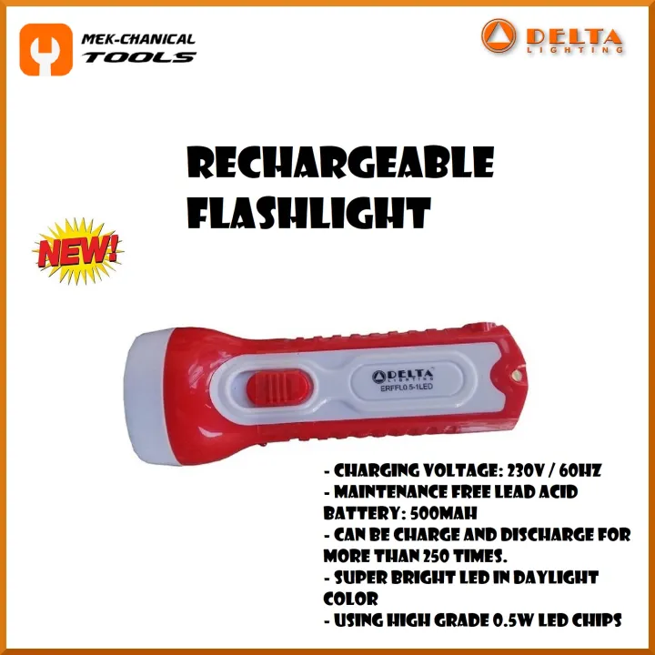 DELTA LED Rechargeable Flashlight ERFFL0.5-1 LED | Lazada PH