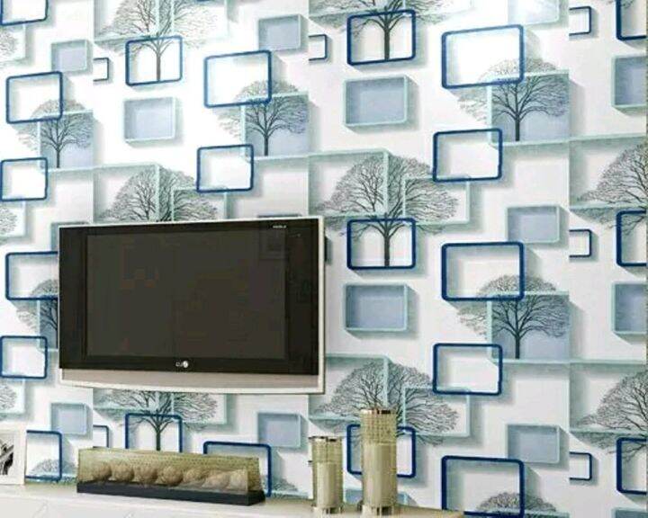 Wallpaper Sticker Dinding Kotak Pohon Biru 10m x45cm | Lazada Indonesia