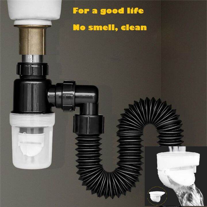 Universal Sink Flexible Expandable Drain Pipe Set Retractable Deodorant ...
