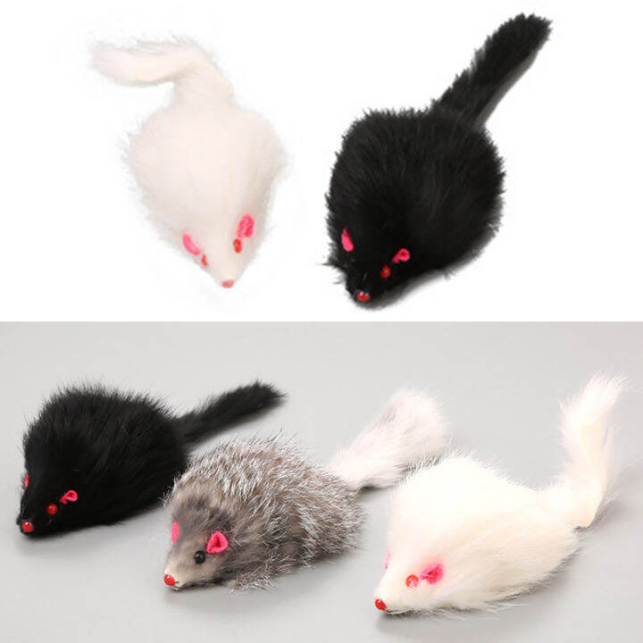 Cat Long-haired Tail Mice Mouse Toys Cute False Mouse Cat Toys Soft ...