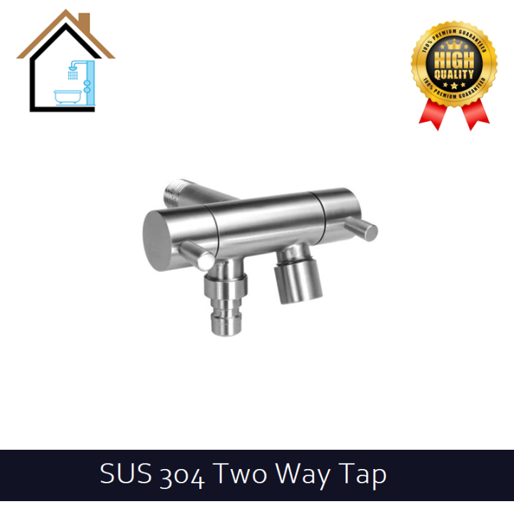 SUS 304 Stainless Steel Two Way Tap Two Way Angle Valve Satin Brushed ...