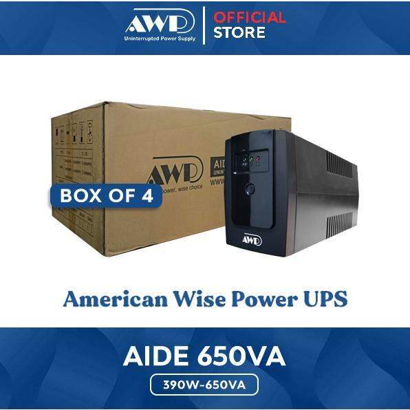 AWP Aide 390W-650VA UPS with AVR Uninterruptible Power Supply 4 Sockets ...