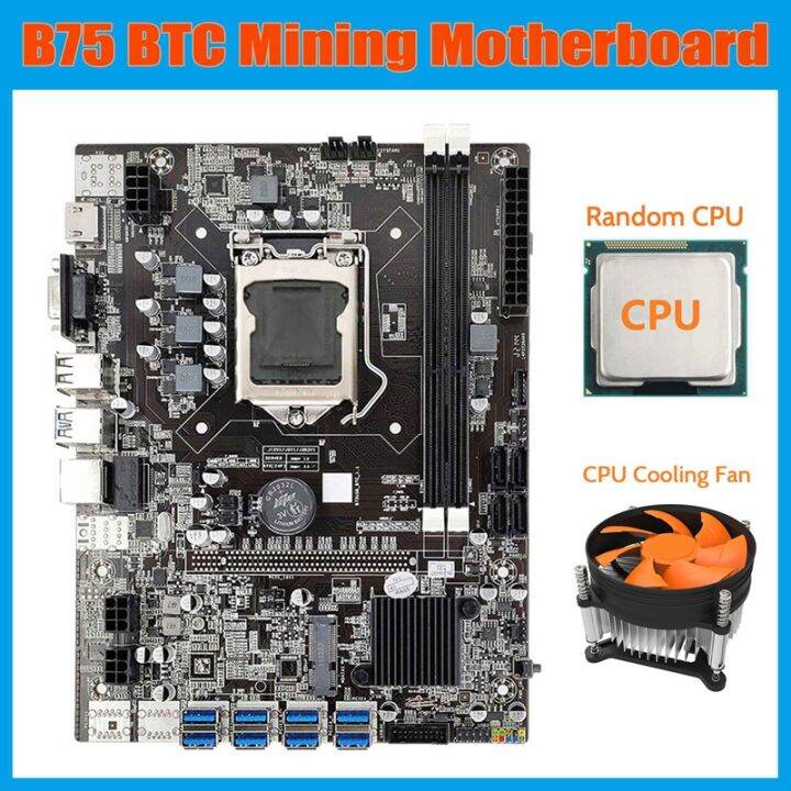 B75 ETH Mining Motherboard+Random CPU+Cooling Fan LGA1155 8XPCIE USB ...
