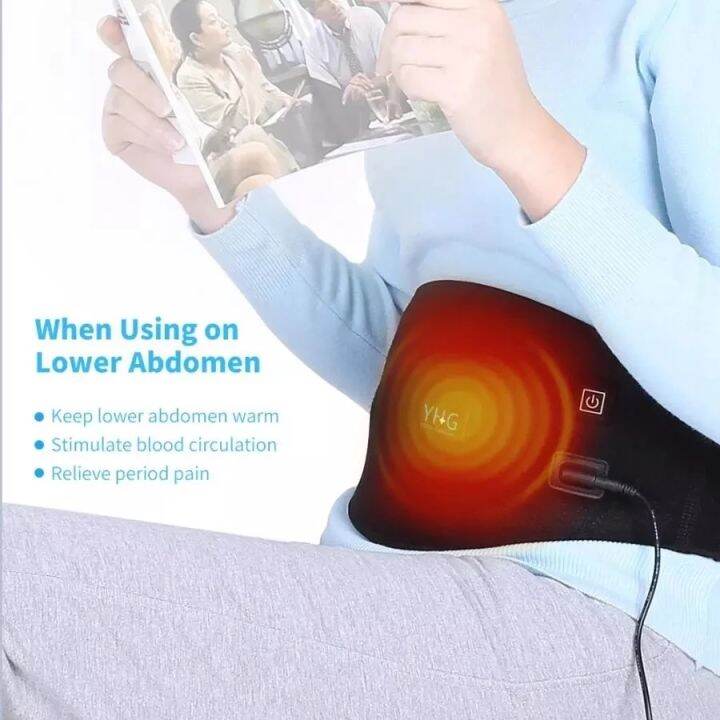 Protect Sore Low Back Lumbar Support Waist Belt Electric Heating Therapy Uterus Women Period