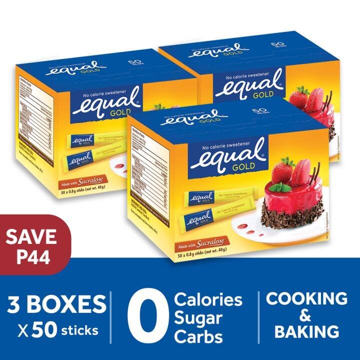 EQUAL Gold 3 Boxes X 50 Sticks, Zero Calorie Sweetener | Lazada PH