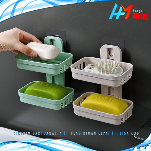 HM Tempat Sabun Batang 2 Tingkat Kotak Sabun Kamar Mandi 2 Susun Rak ...