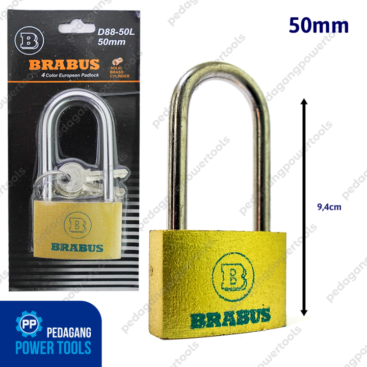 BRABUS GEMBOK KUNING 50 MM PANJANG KUNCI PAGAR RUMAH BESI LONG PADLOCK ...