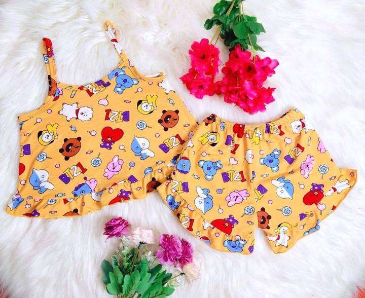 Cheena ruffled set sleepwear for girls 1-3yrs old | Lazada PH