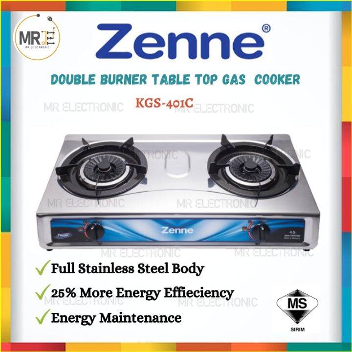 Zenne Twister Double Burner Snless Steel Gas Cooker | KGS-401C (Gas ...