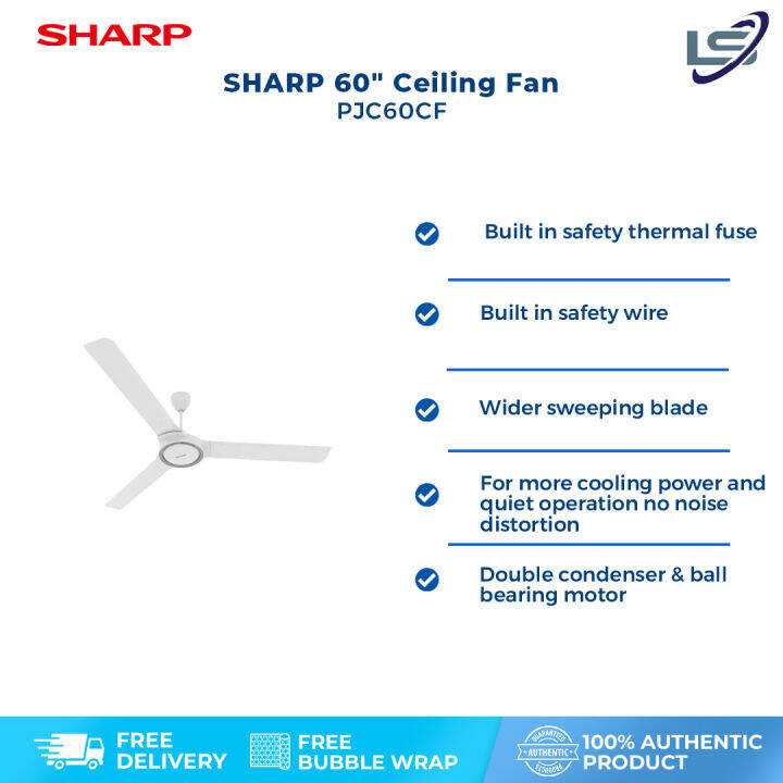 SHARP 60" Ceiling Fan PJC60CF | 5 Speeds | 3 Blades | Ceiling Fan with ...