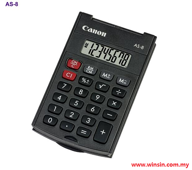 CANON POCKET CALCULATOR 8-digit handheld - * AS-8 * .Size :97 x 60 x ...