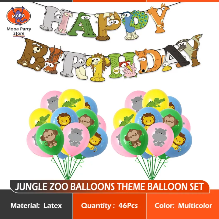 Jungle Safari Balloons Theme Balloon Set Safari Banner Birthday Party ...