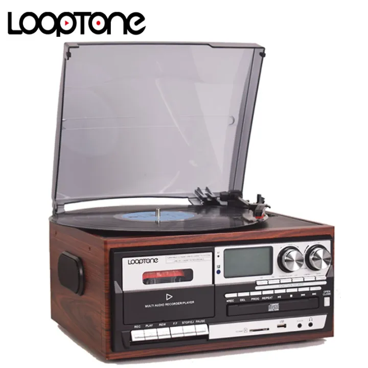 LoopTone Bluetooth Speaker 3 Speed Vinyl Record Player Vintage ...