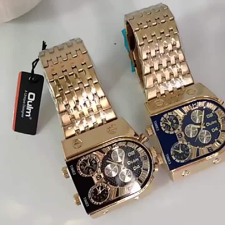 Oulm Oulm New Multi-Time Zone Large Dial Luminous Men's Watch Steel ...