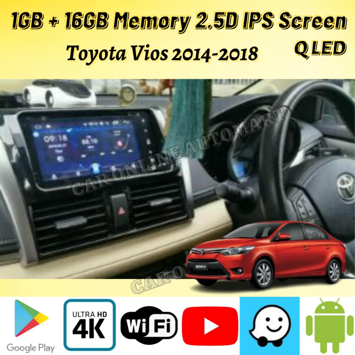 TOYOTA VIOS 2014-2018 ~ MOHAWK T3L MS SERIES Q-LED 1GB+16GB 4K ANDROID ...