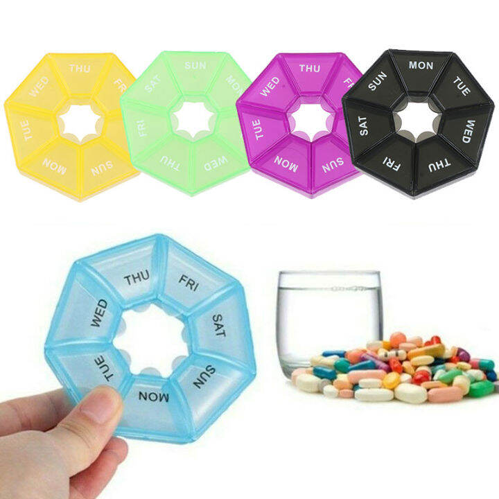 Medicine Storage Box Pill Box 7 Day Weekly Portable Rotating Pill Boxes ...