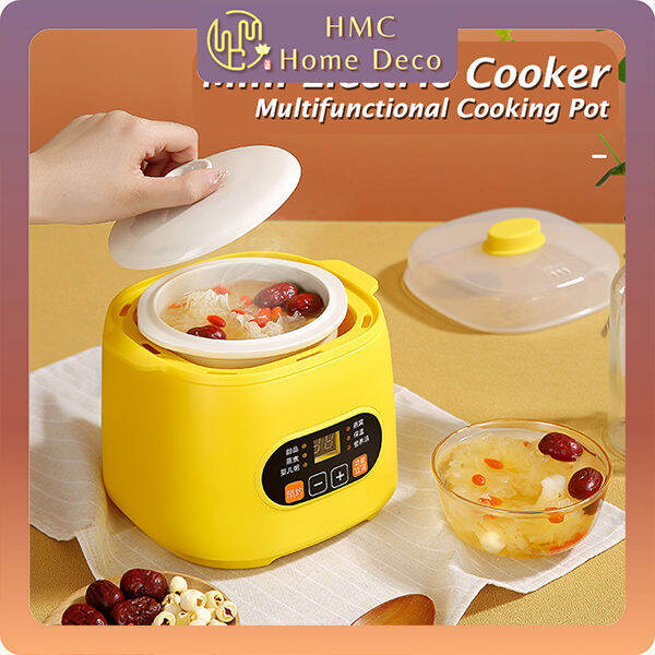 1L Mini Electric Cooker Multifunctional Cooking Ceramic Pot Stew Cooker ...
