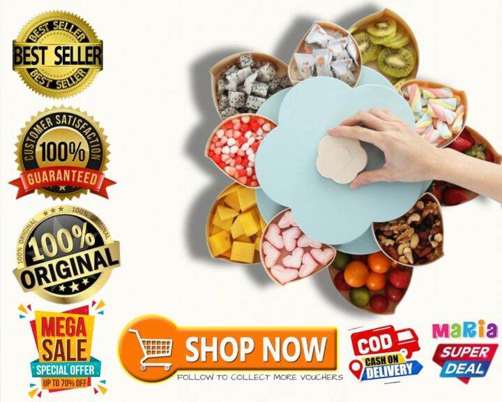 Original COD Rotating Snack Box Flower Design Food Storage | SALE ...