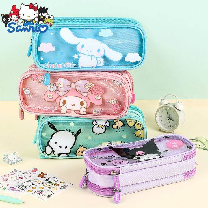 Genuine Sanrio Cartoon Three Layer Pencil Case Kuromi Melody Pochacco ...