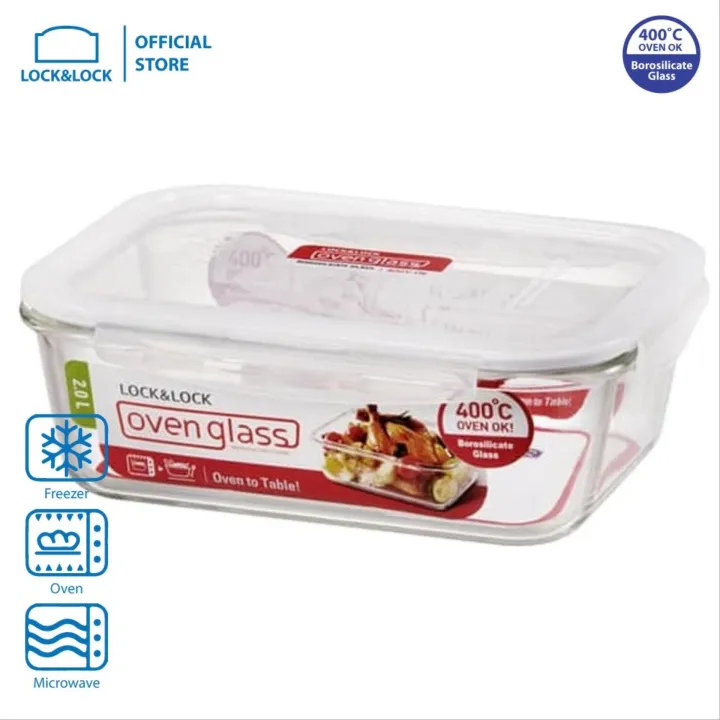 LocknLock Euro Oven Glass Clear Rectangular Wadah Kaca Anti Panas ...