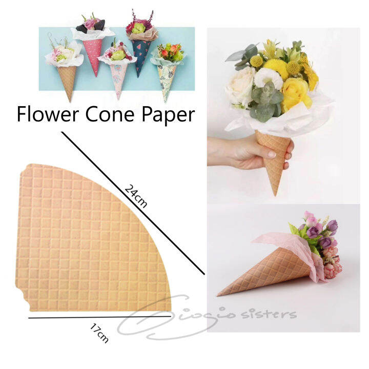 Flower Cone Paper | Ice Cream Cone Flower Paper Kertas Cone Ice Cream ...