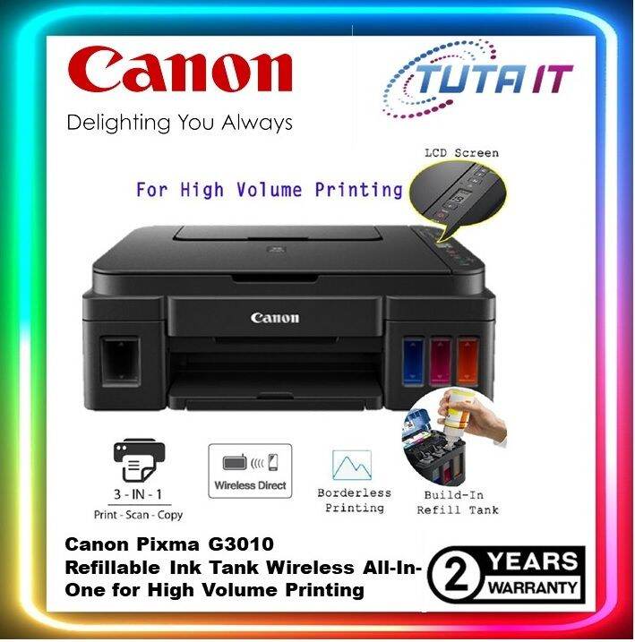 Canon Pixma G3010 Refillable Ink Tank Wireless All-In-One for High ...