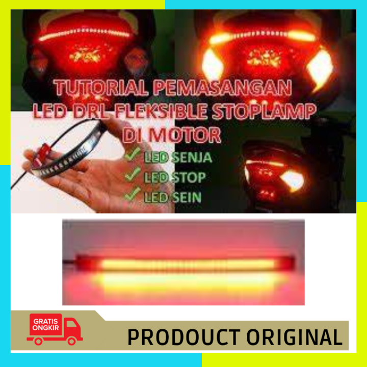 Lampu Rem dan Sein LED Strip Indikator Sepeda Motor 1 PC Flexible Brake ...