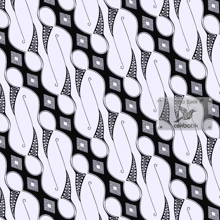 kain batik - Motif Batik Parang Hitam Putih V15 Classic (Ukuran 2 Meter ...