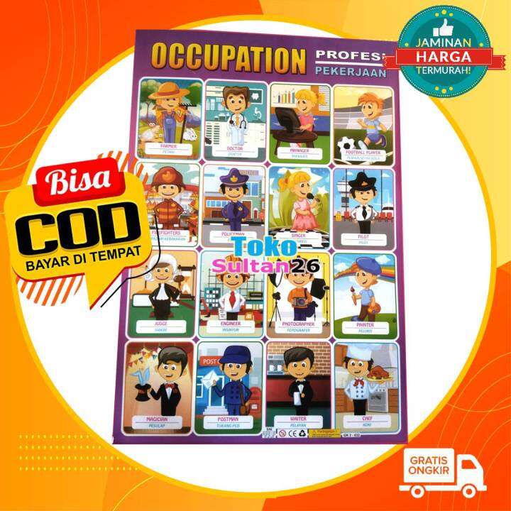 Poster Gambar Edukasi Belajar Mengenal Profesi Pekerjaan Anak Balita ...