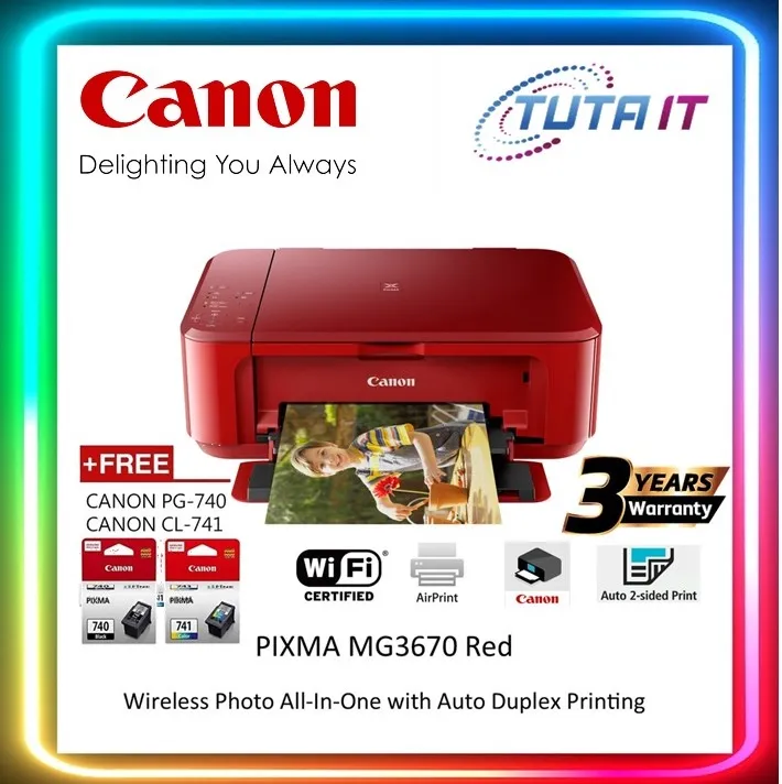 Canon Pixma MG3670 /MG3670 Wireless Photo All-in-One Color Inkjet Printer Red /Black | Lazada