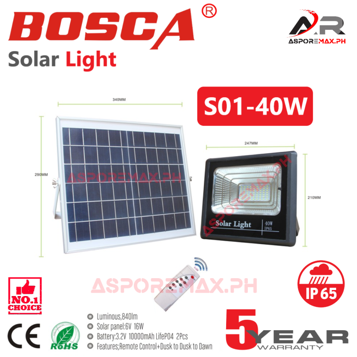 BOSCA 5 Year Warranty 40W Heavy Duty Solar Led Outdoor Flood Light ...