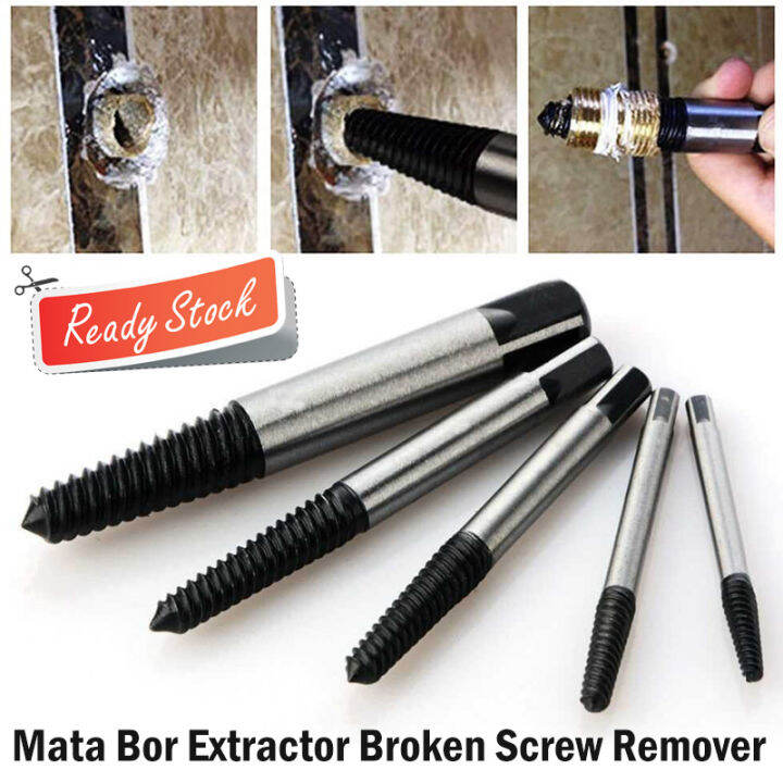Set Mata Bor Extractor Broken Screw Remover 5 in 1 Pelepas Baut Baud ...