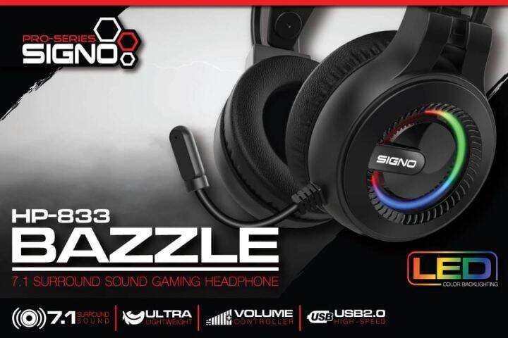หูฟังเกมส์มิ่ง SIGNO HP-833 BAZZLE USB 7.1 Surround Gaming Headphone ...