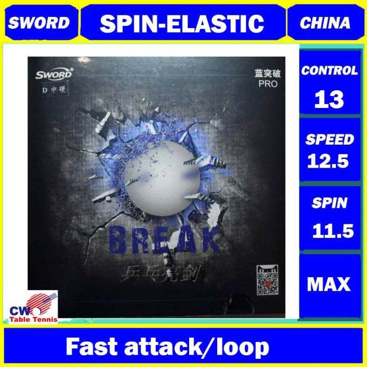 Sword Break pro Pips-In Table Tennis (PingPong) Rubber With blue cake ...