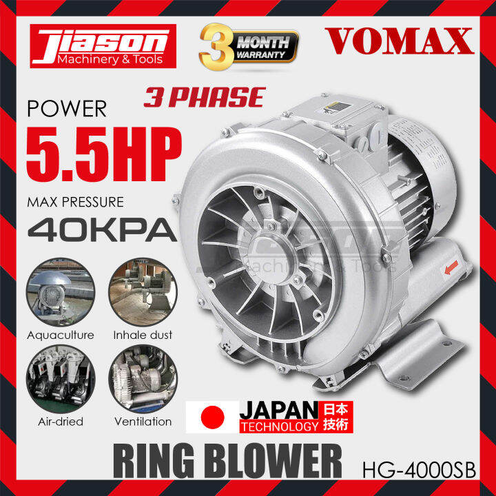 VOMAX HG-4000SB / HG4000SB 5.5HP 3 Phase Ring Blower 40kPA | Lazada